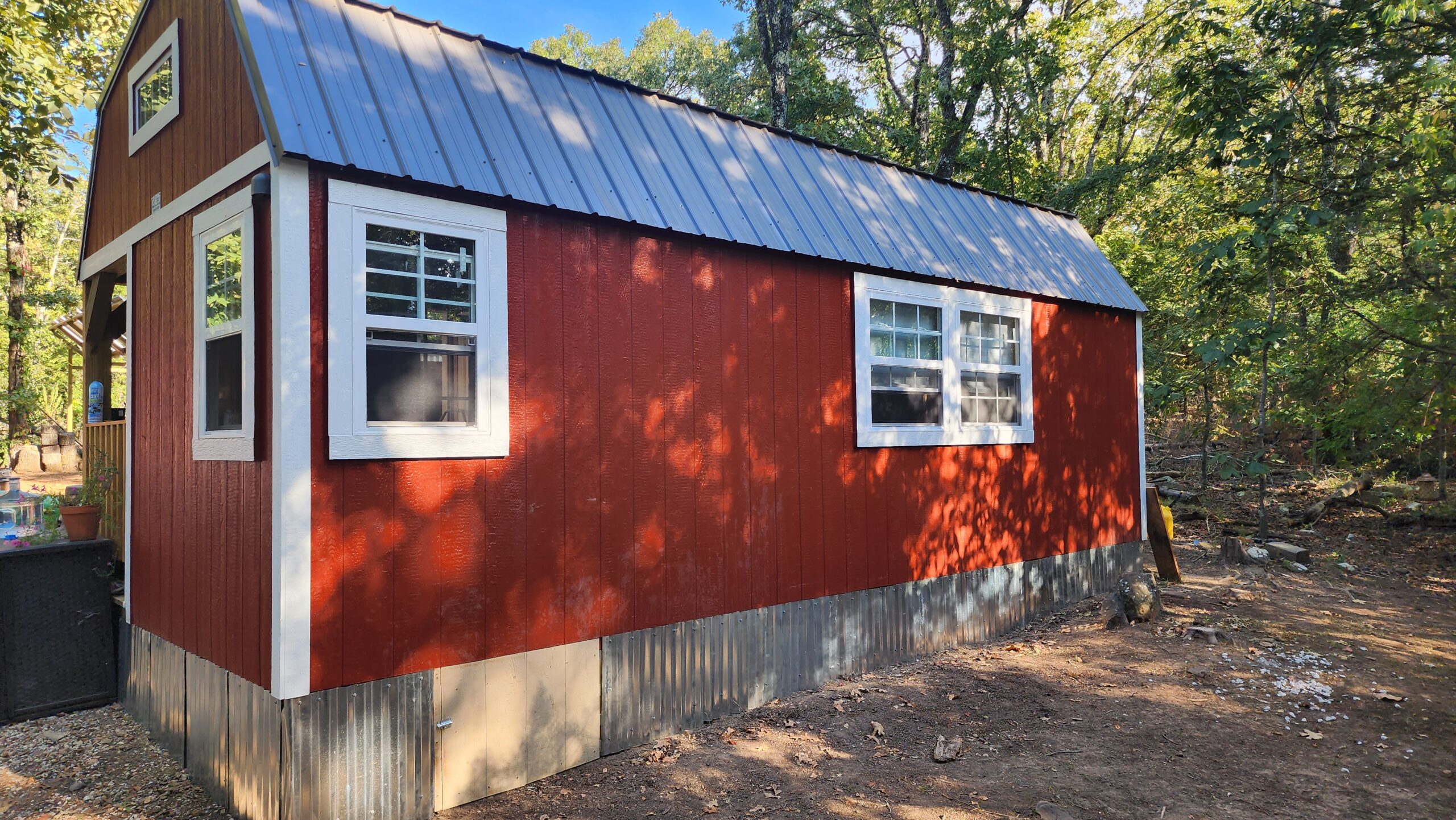 Cabin skirting project complete! No more fluctuating temps.