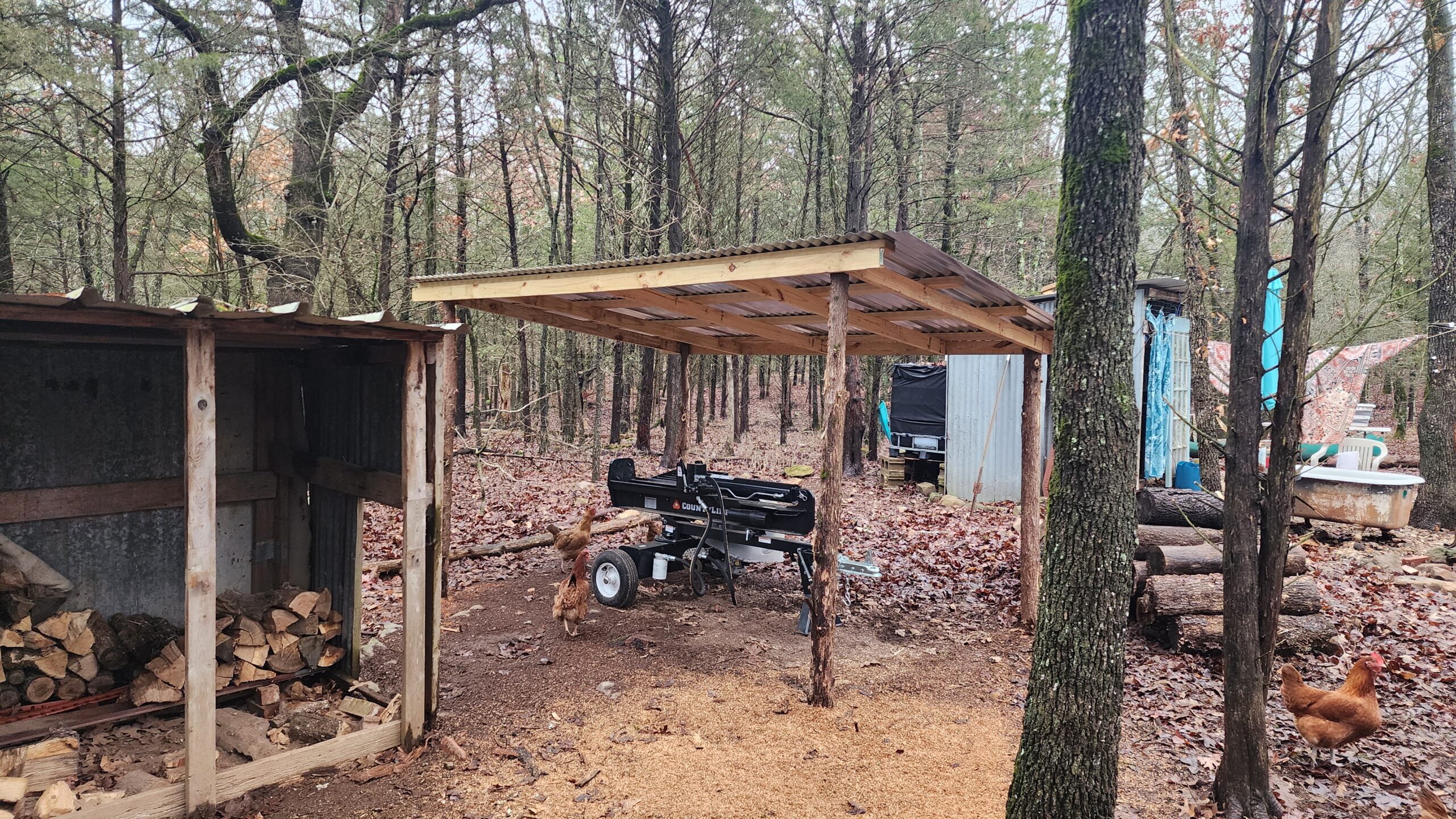 Wood splitter shelter – First project of the year